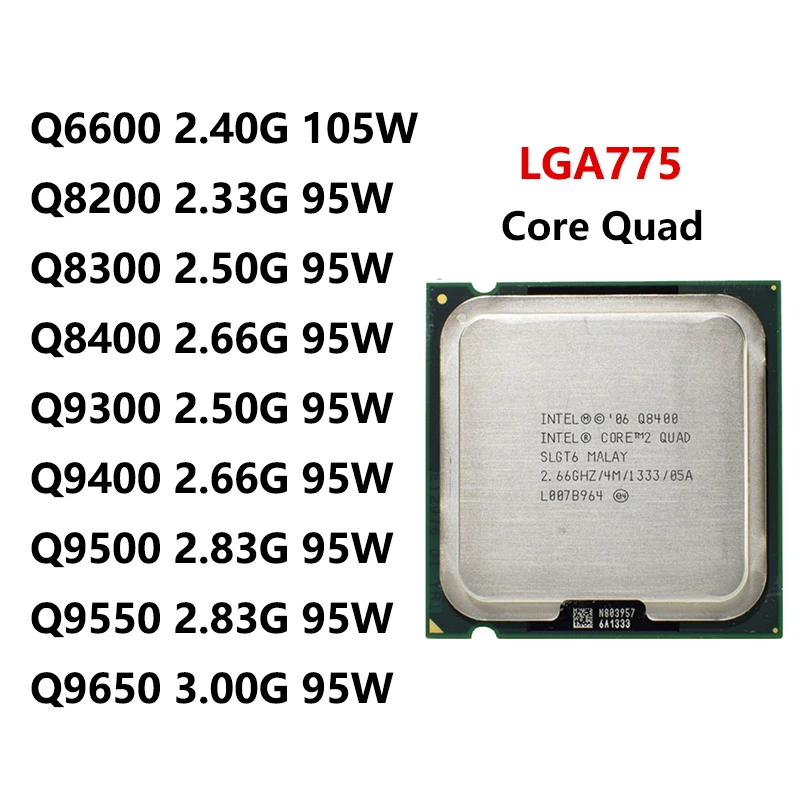 Processador Intel Core 2 Quad Q6600 Q8200 Q8300 Q8400 Q9300 Q9400 Q9500 ...