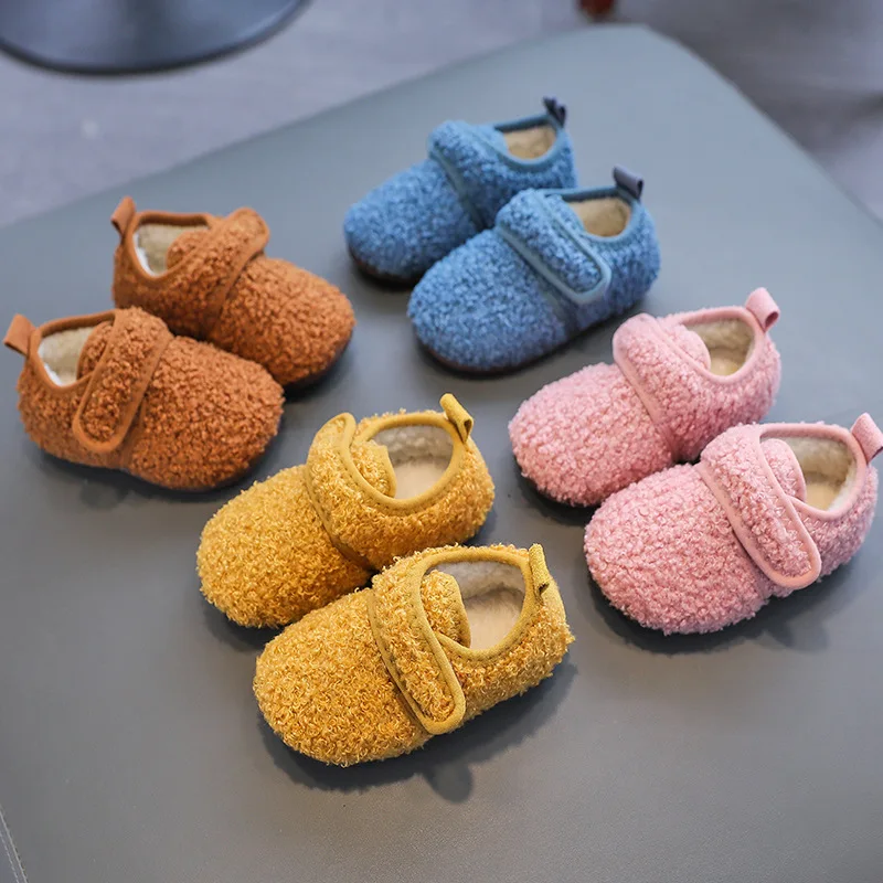 Winter Warm Children Shoes Girls Flats Soft Sole Non-Slip Cotton-padded ...