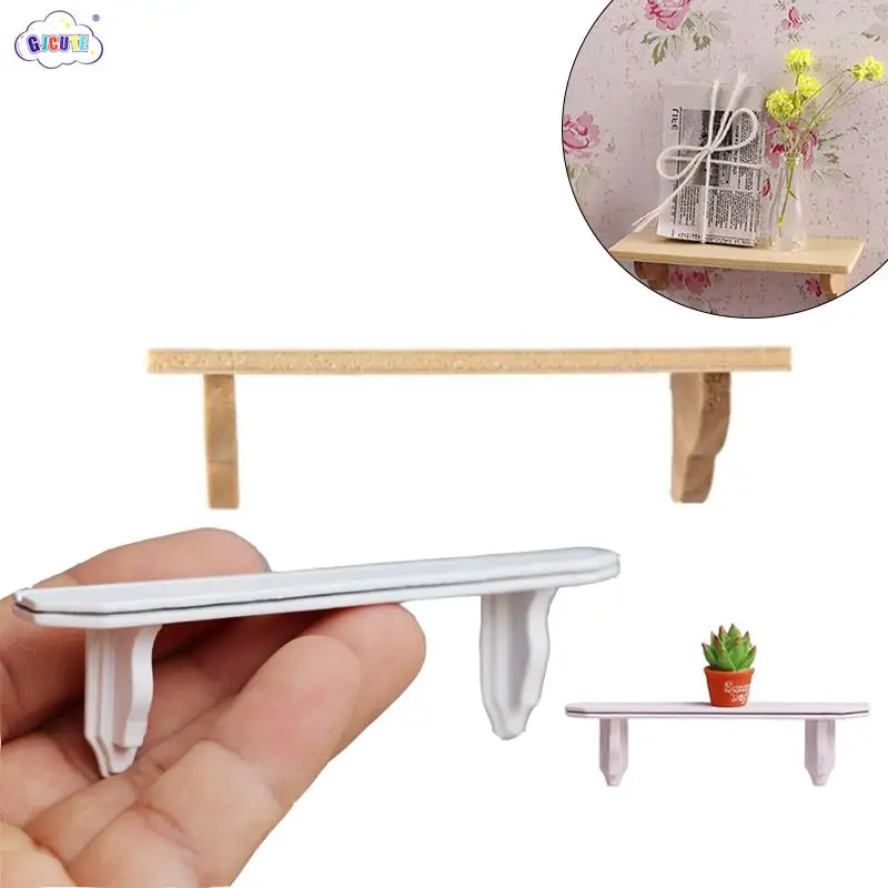 1pcs 1:12 Dollhouse Wood Wall Shelf Bathroom Storage Rack Hanging Shelf ...