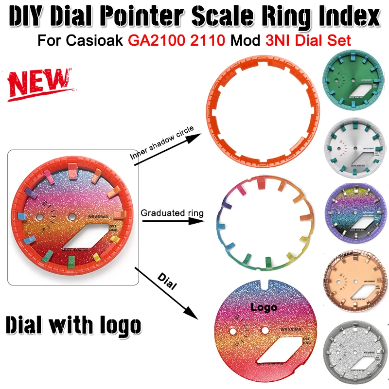 3IN1-DIY-Dial-For-Casioak-GA2100-2110-Set-Face-Scale-Hour-Marker-Ring ...
