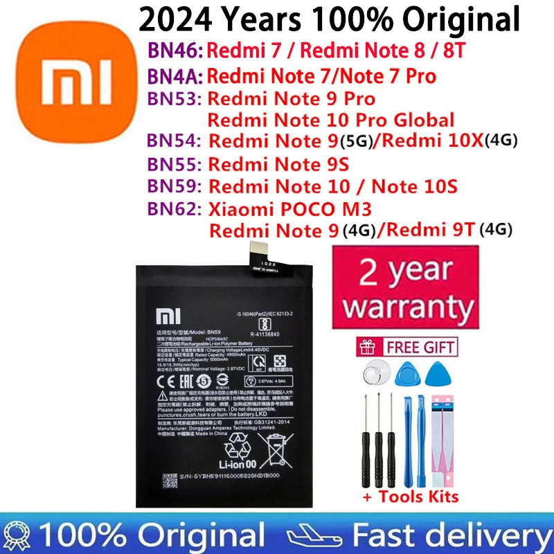 100-Original-BN46-BN4A-BN53-BN54-BN55-BN59-BN62-Battery-For-Xiaomi ...