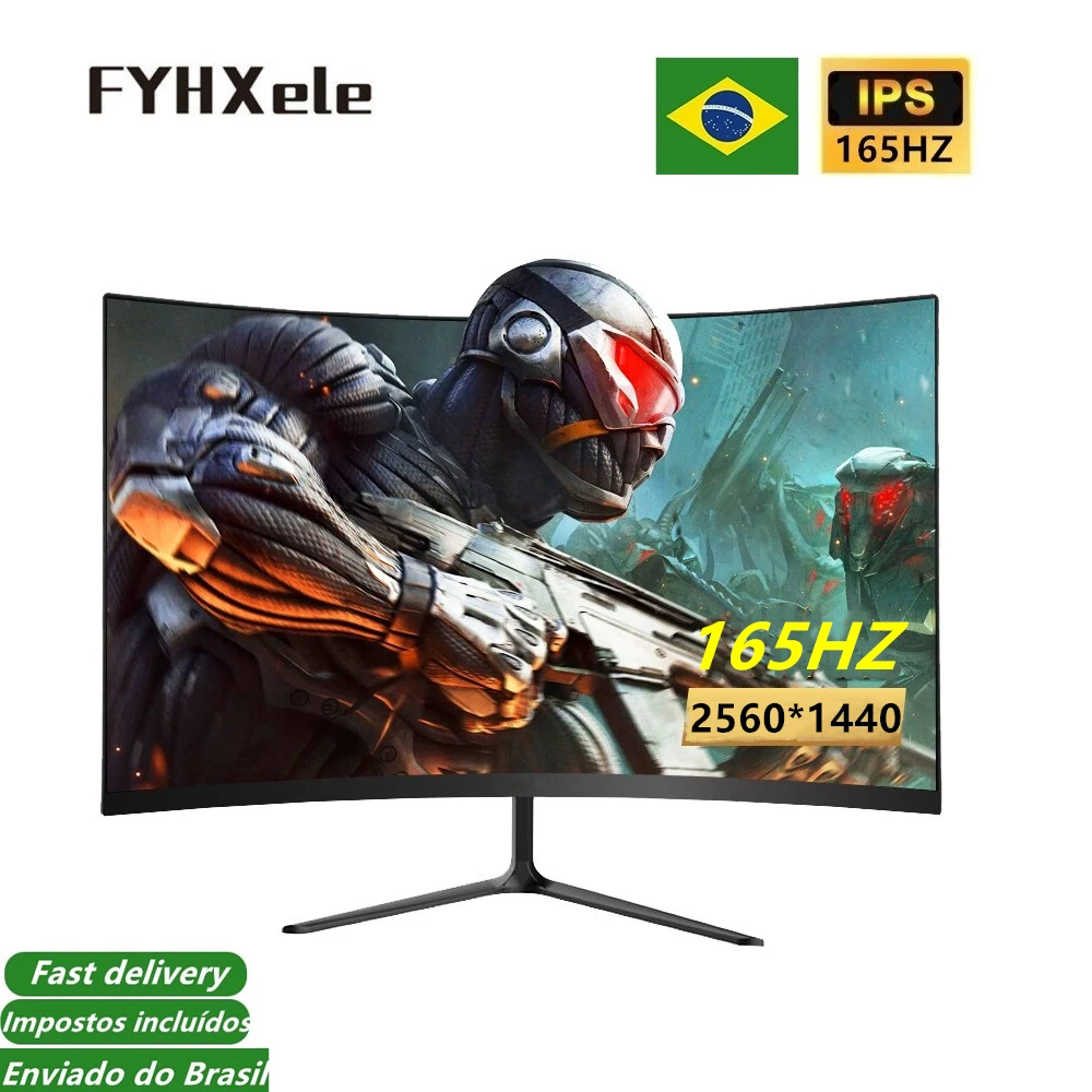 27-Polegada-1K-2K-165hz-Curvo-Gamer-Monitores-10Bit-LCD-Displays-Para ...