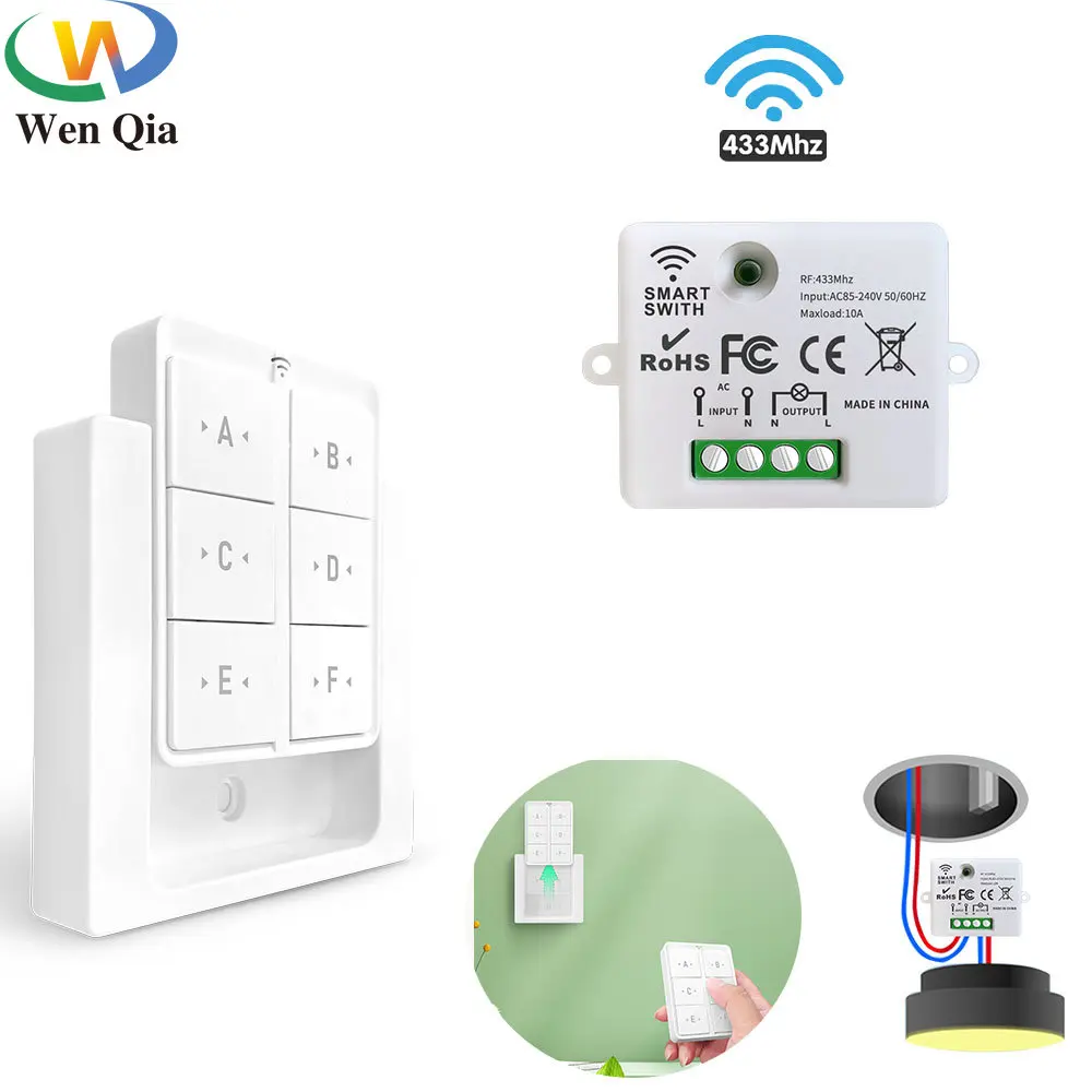Wireless Smart Light Switch 433Mhz RF 86 Movable Wall Panel Switch with ...