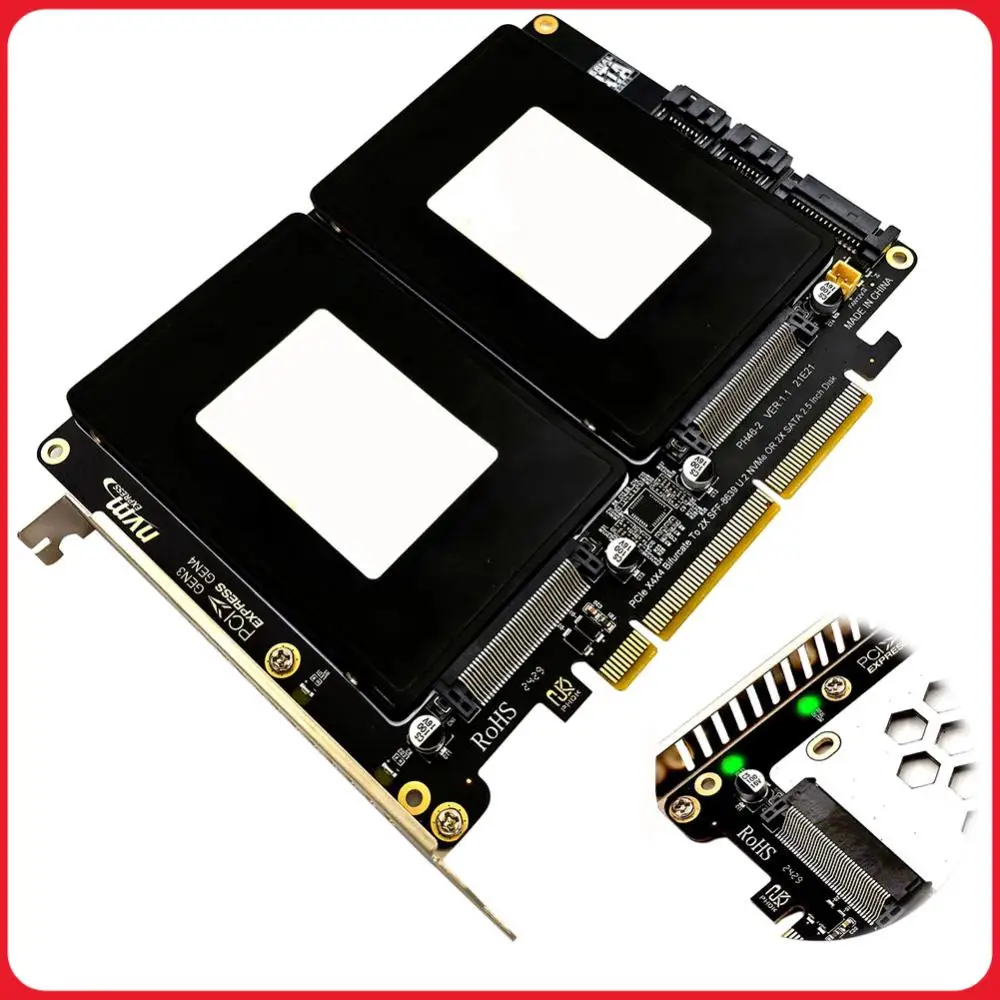 U.2 Dual-Disk Adapter Card 2.5 Inch SATA Hard Drive To PCIE4.0 Split ...