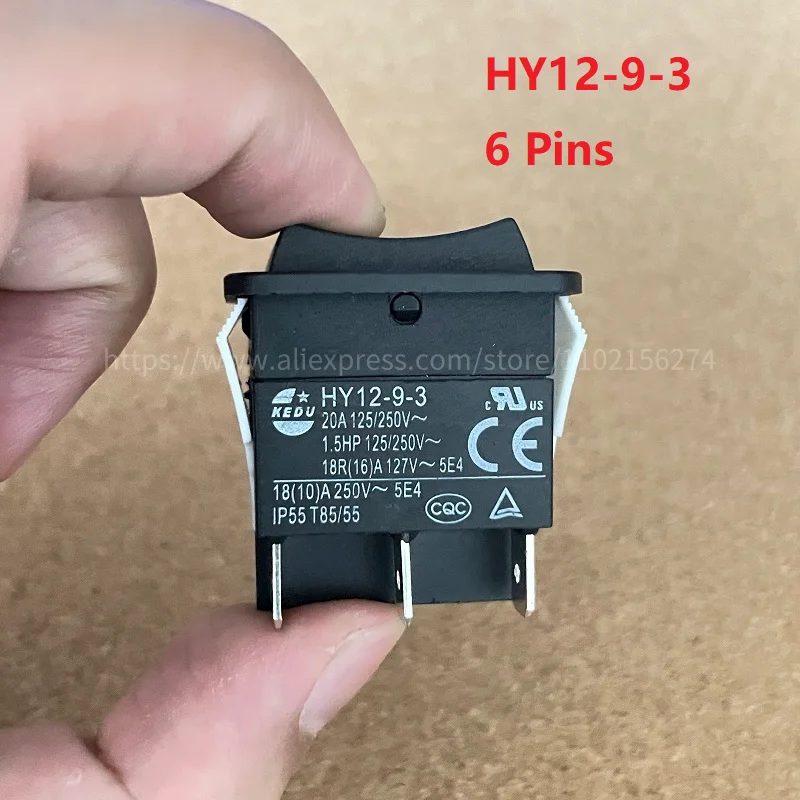 1pcs Kedu Hy12-9-3 6 Pins Push Button On Off On Rocker Switch ...