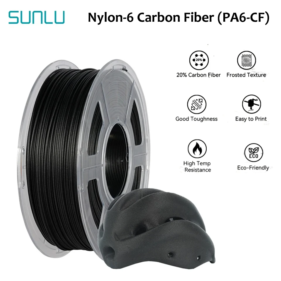 Filamento de ingeniería Sunlu 1KG Nylon-6 Fibra de carbono (PA6-CF ...