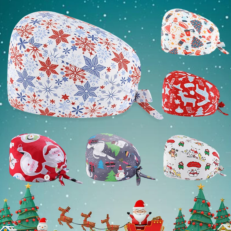 Christmas-Tree-Surgical-Hats-Soft-Surgeon-Caps-Halloween-Medical-Scrub ...