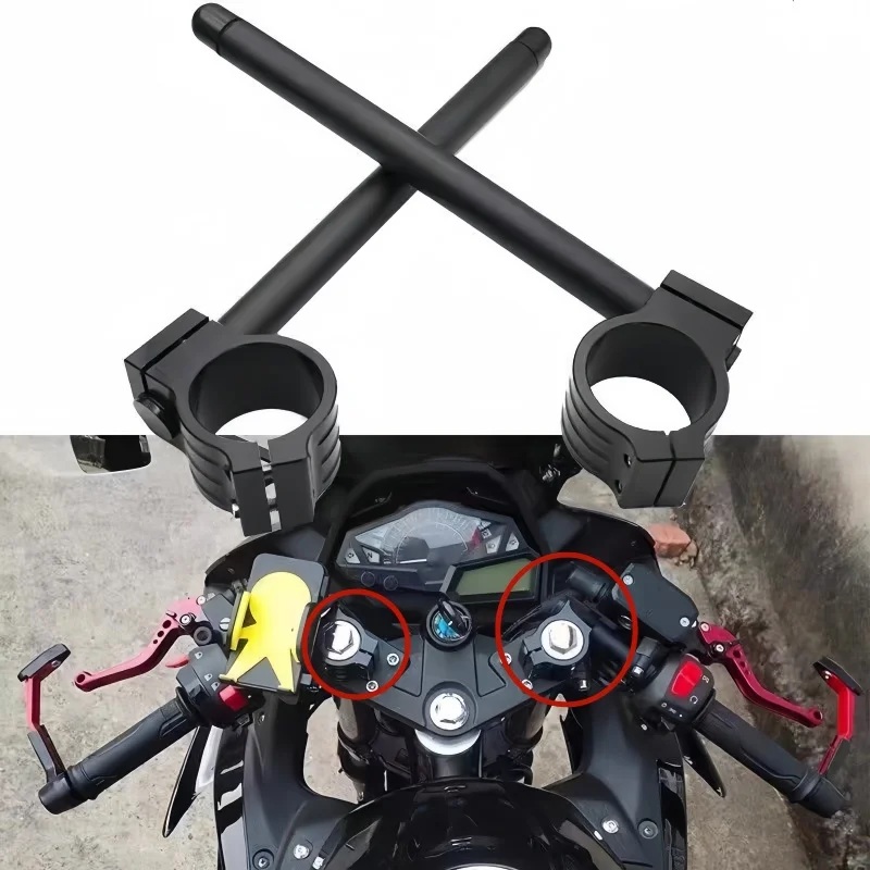 CNC-52-MM-Clip-On-Ons-Fork-Handlebars-Handle-Bar-Cafe-Racer-Motorcycle ...