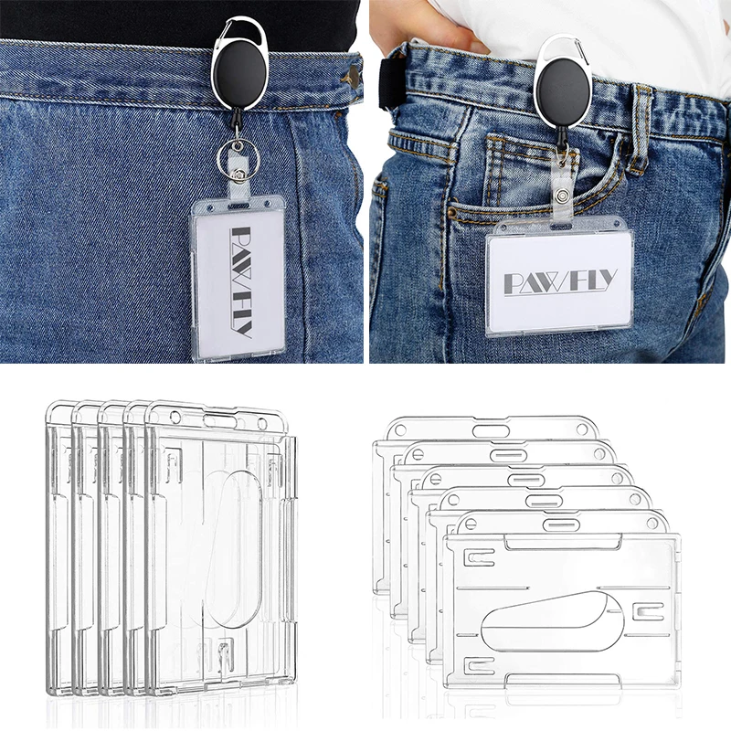 1Pc Transparent Card Sleeve Multi-use Hard Plastic Badge Work ID Card ...