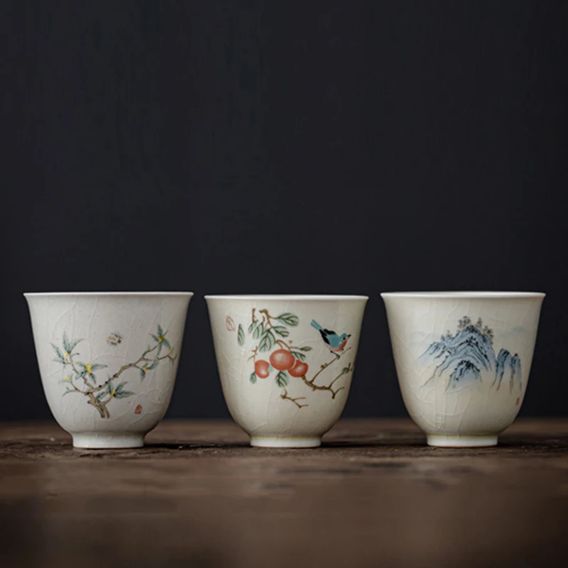 Traditional-Handmade-Ceramic-Teacup-Chinese-Hand-Painted-Flowers-and ...