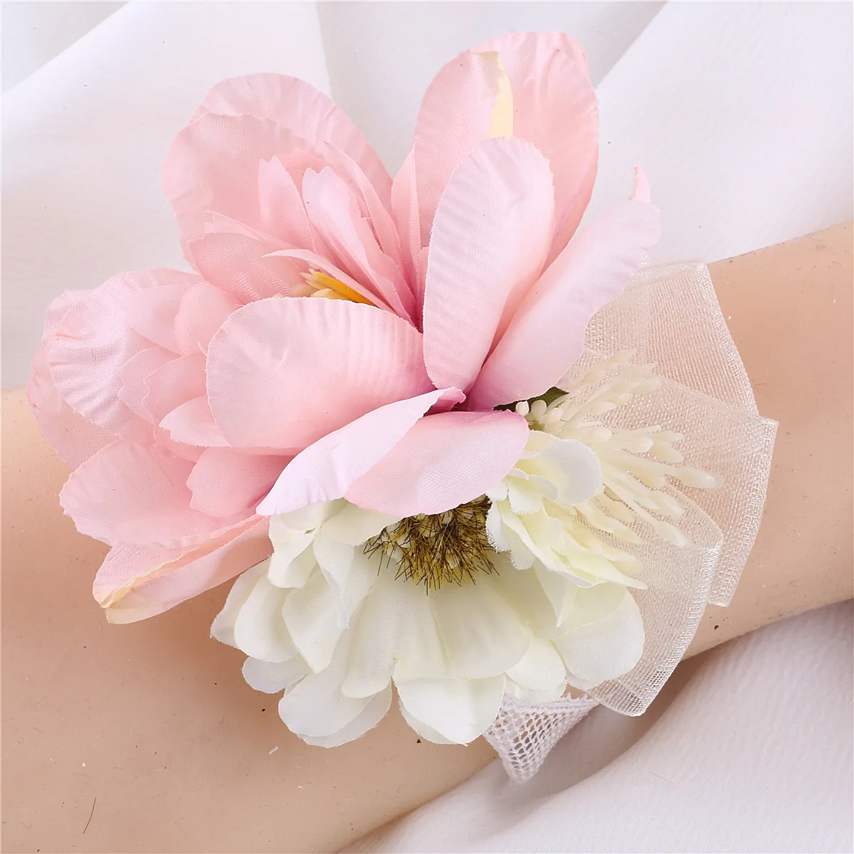 Girl-Bridesmaid-Wedding-Wrist-Corsage-Party-Prom-Hand-Flower-Pearl ...