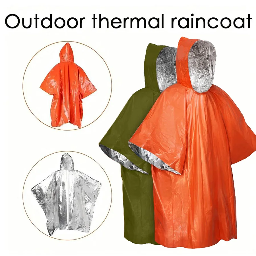 Survival Raincoat Emergency Poncho Thermal Emergency Blankets Portable ...
