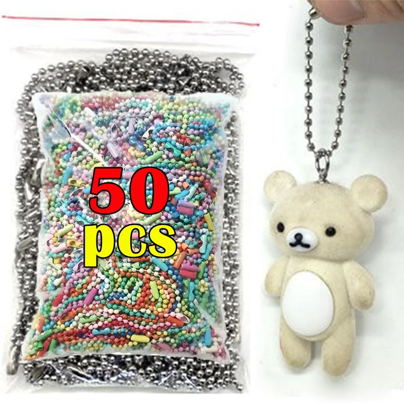 50pcs-12cm-Ball-Bead-Chains-DIY-Keychain-Dolls-Label-Hand-Tag-Connector ...