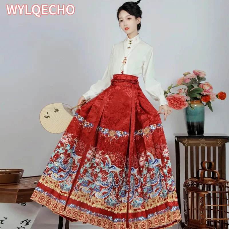 Hanfu-falda-de-cara-de-caballo-para-mujer-Falda-plisada-Vintage ...