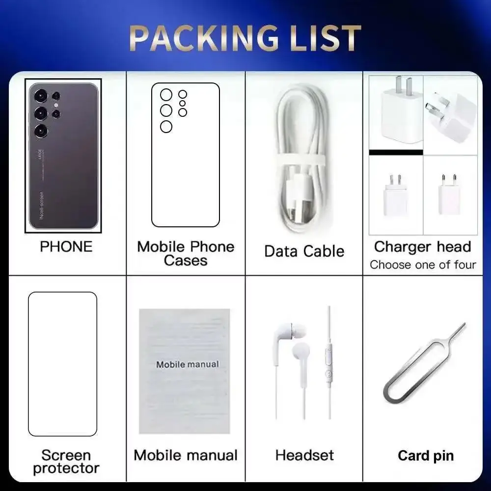 S26 Ultra Original Smartphone 5G 7.3 Inch HD 22GB+2TB Cell Phone Dual ...