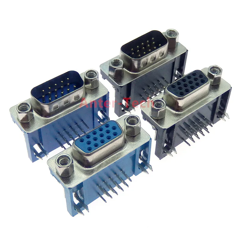 2PCS-Black-DR15-3Rows-Parallel-Port-15-Pin-D-Sub-Male-15-Way-PCB-90 ...