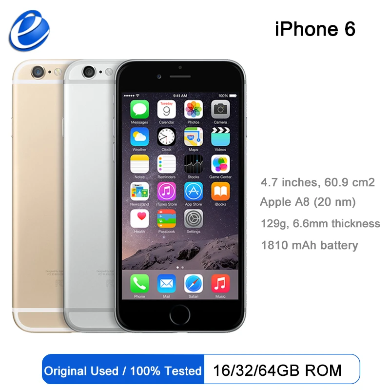 Original Apple Unlocked iPhone 6 Mobile Phone IOS Dual Core WCDMA LTE 4 ...