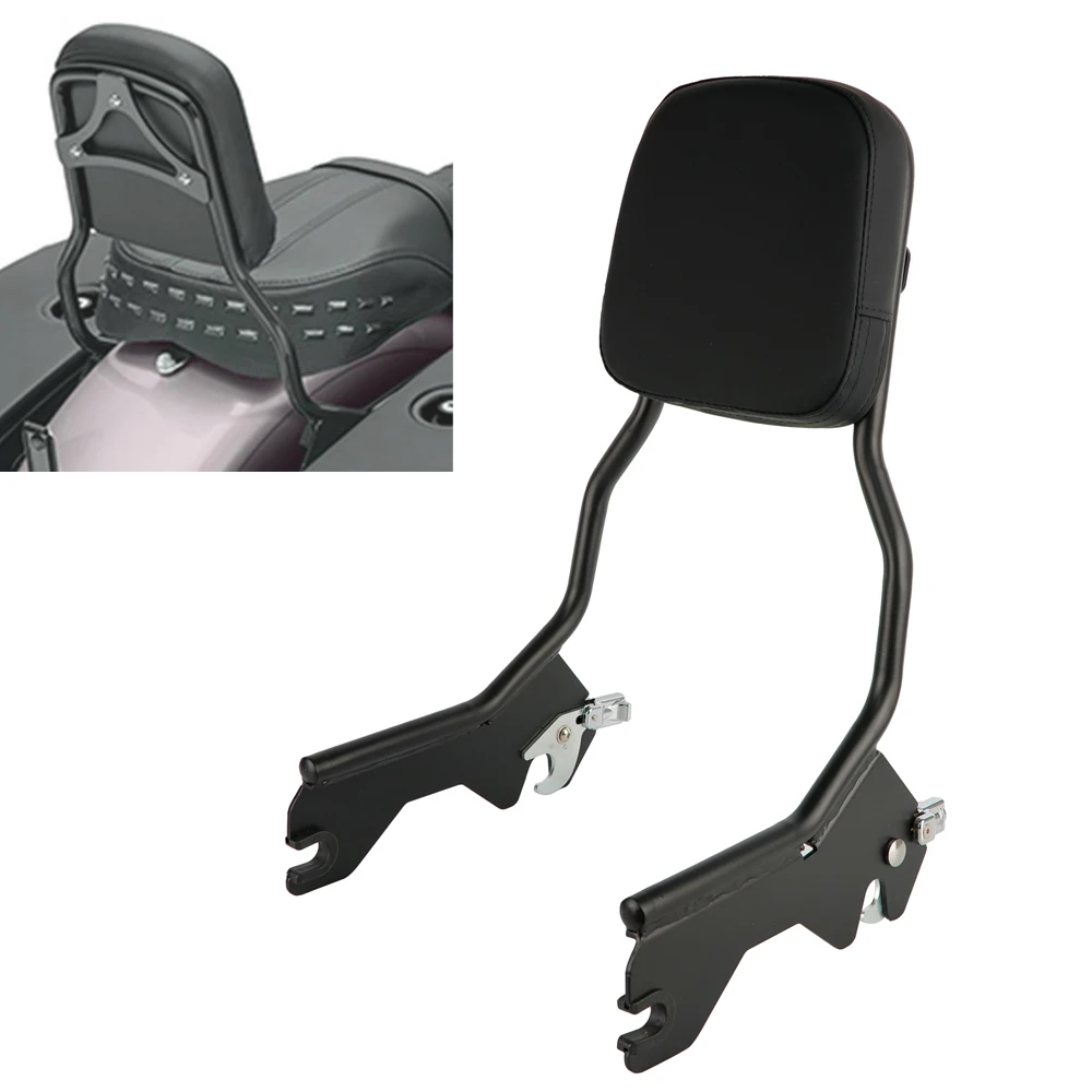 Motorcycle-Black-Rear-Passenger-Upright-Sissy-Bar-Backrest-For-Harley ...