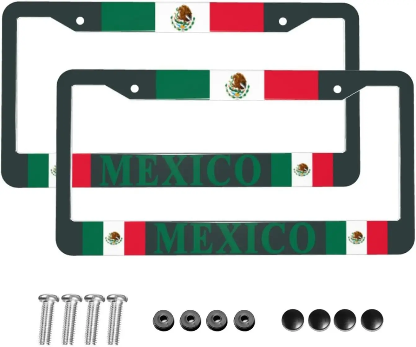Mexican Flag License Plate Frame 2 Pcs Mexico Flag Patriotic Style ...