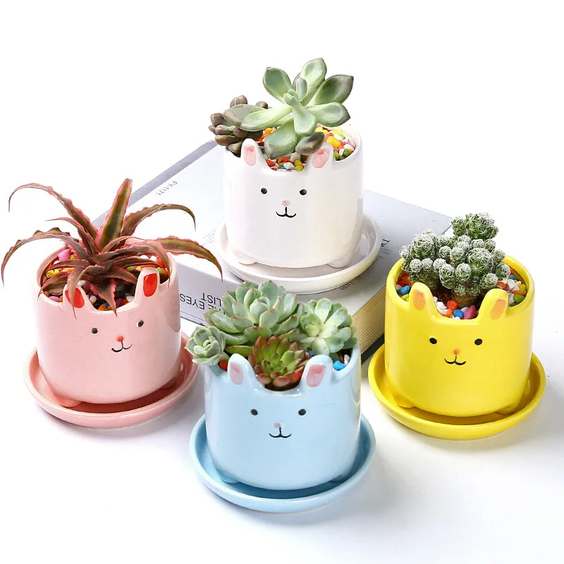 Succulent-Pot-Ceramic-Flower-Pot-Cartoon-Cute-Potted-Plant-Rabbit ...