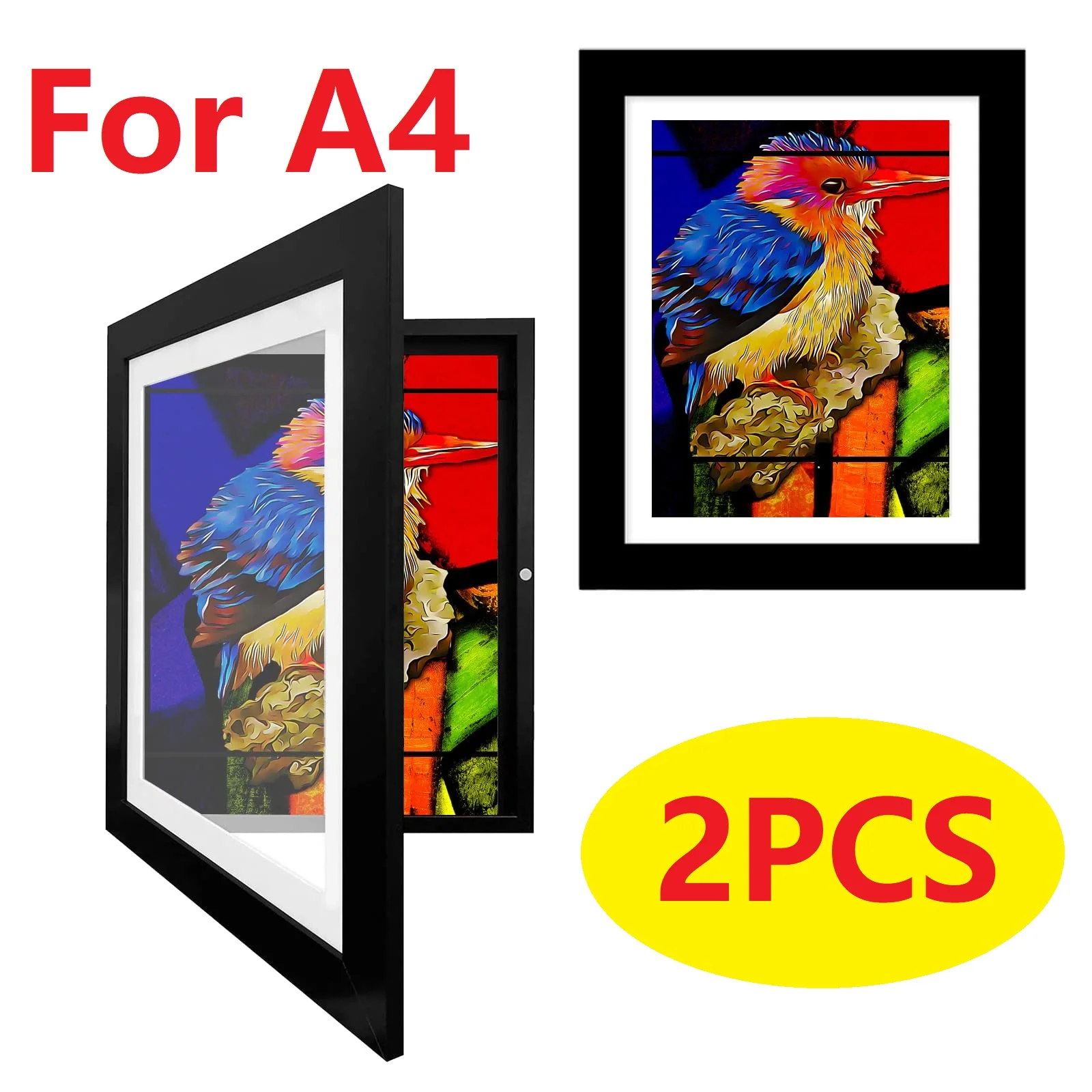 2PCS Wooden Art Picture Frame for 150 Pictures - A4 Front Opening ...