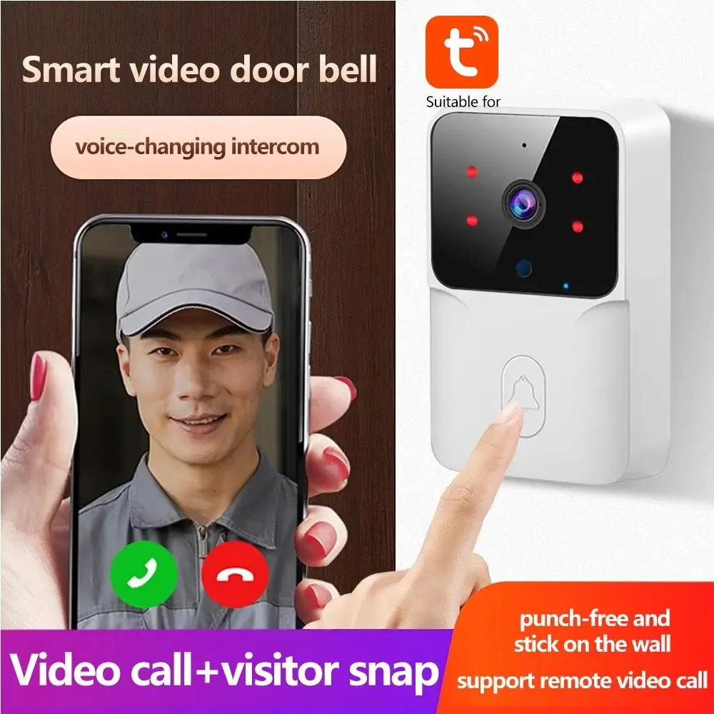 WiFi-Doorbell-Home-Wireless-HD-Camera-Camera-Bell-with-Alexa-Google ...