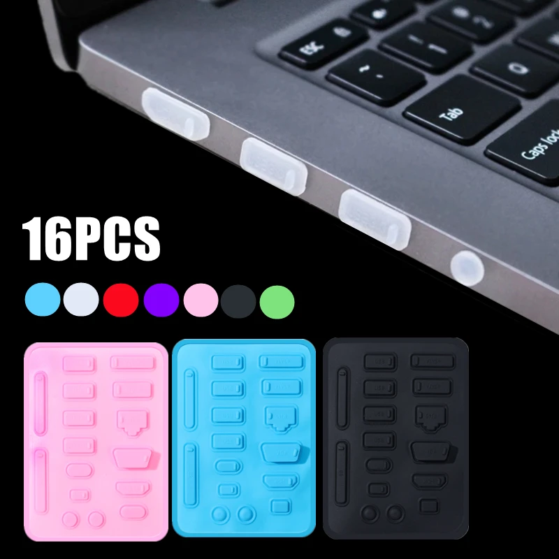 16PCS Universal Laptop Silicone Dust Plugs Anti-Dust Stopper USB Plug ...