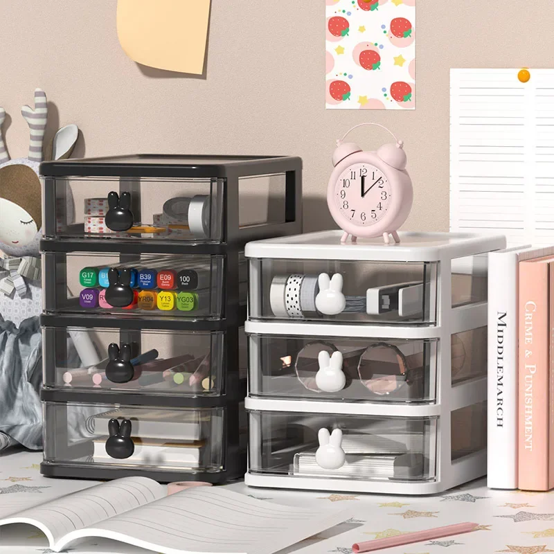 Double-layer Transparent Desk Storage Boxes Girls Desk Organizer ...