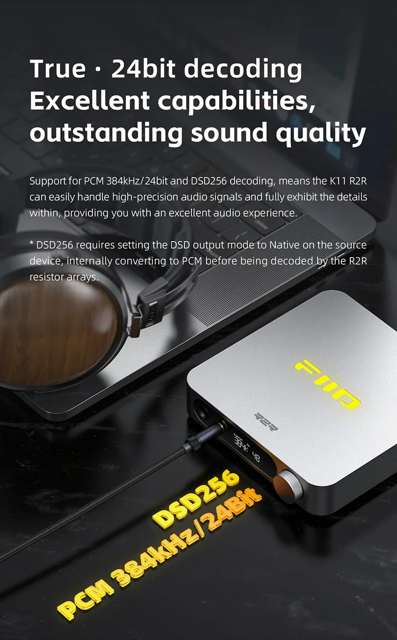 FiiO K11 R2R ЦАП Усилитель для наушников для домашнего аудио ПК 6,35 мм и сбалансированный 4,4 ...