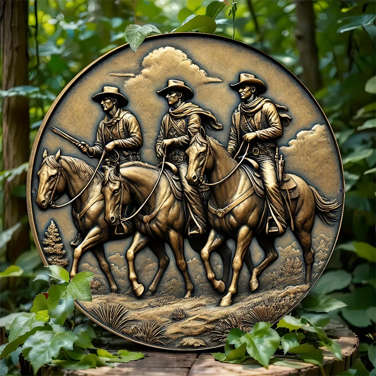 Cowboy Round Metal Sign - Engraved Aluminum Plaque for Home, Bar, Cafe ...