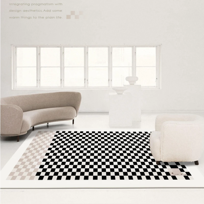 Modern Minimalist Black and White Lines Abstract Living Room Carpets IG ...