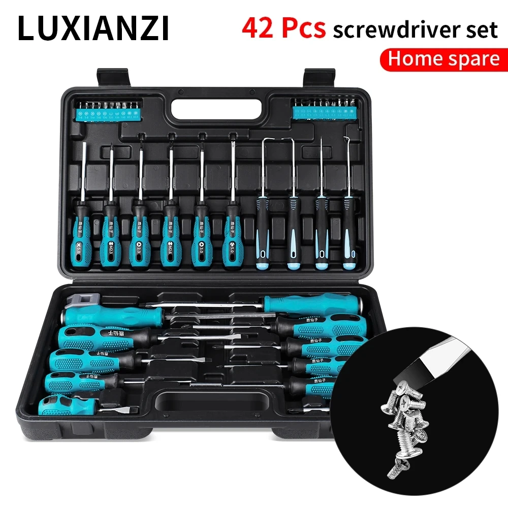 LUXIANZI 42Pcs Screwdriver Hand Tool Set with Plastic Toolbox Precision ...