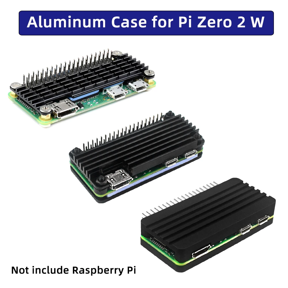 Raspberry Pi Zero 2 W Aluminum Case Passive Cooling Heat Sink Silicone ...