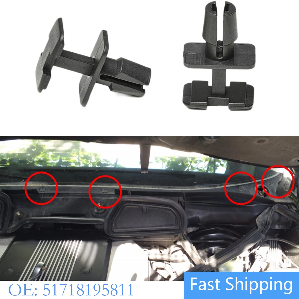 Nylon Cowl Top Panel Rivet Push-Type Retainer Clips for BMW E32 E38 F25 ...