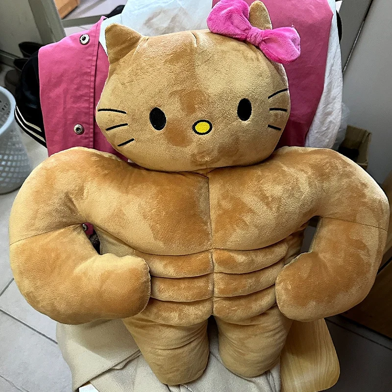 Sanrio-Kawaii-Hello-Kitty-Muscle-Plush-Funny-Chest-Muscle-almohada-Abdominal-para-novio-Pom ...