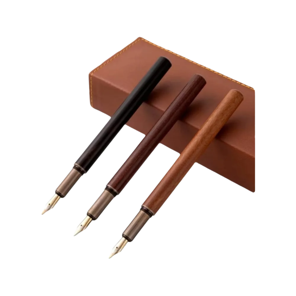 Luxury Retro Fountain Pen Wood Bronze 0.5mm Ink Pens Business Writing ...