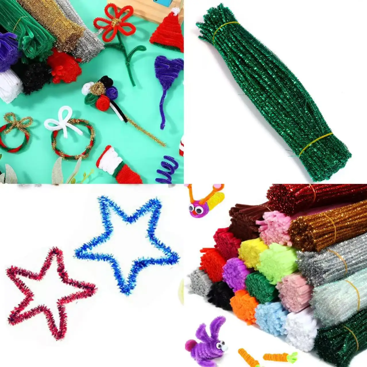 100Pcs 30cm Colorful Plush Stick Twisting Bar Chenille Stems Wire Pipe ...