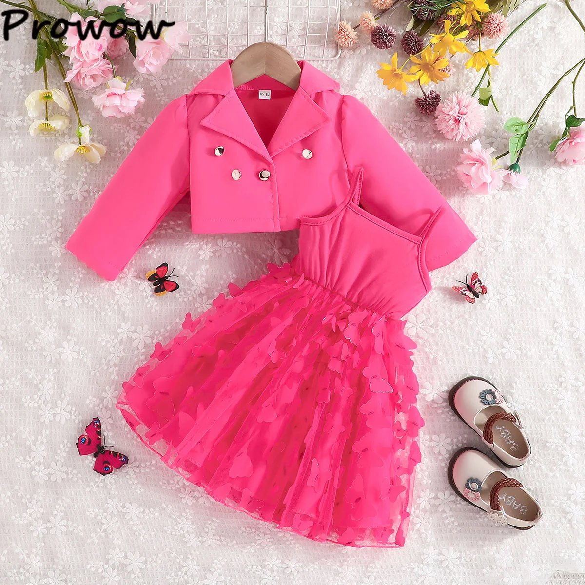 Prowow Winter Kids Blazer Outfit Sets For Baby Lapel Blazer Jacket