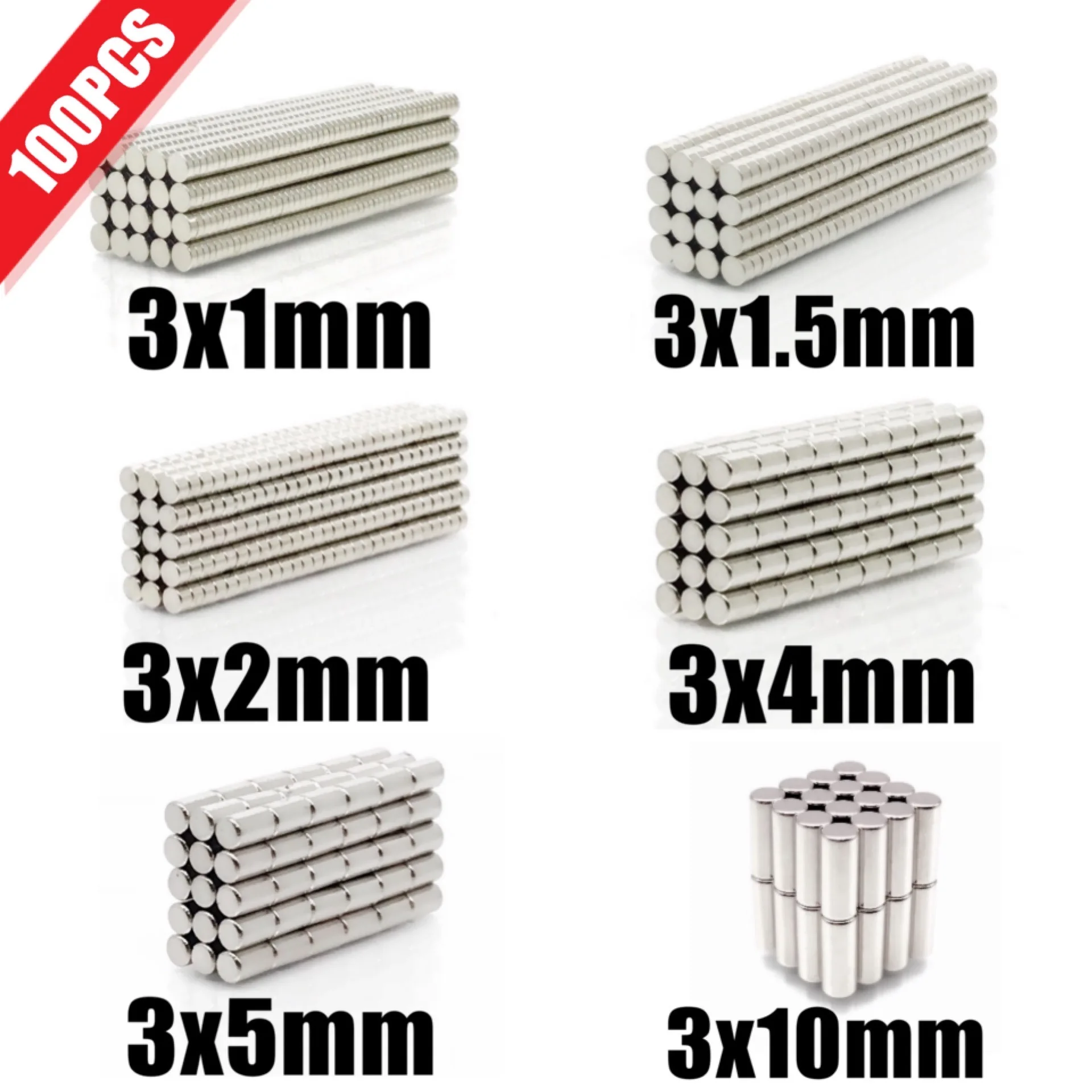 100Pcs-Mini-Small-N35-Round-Magnet-3x1-3x1-5-3x2-3x4-3x5-3x10-mm ...