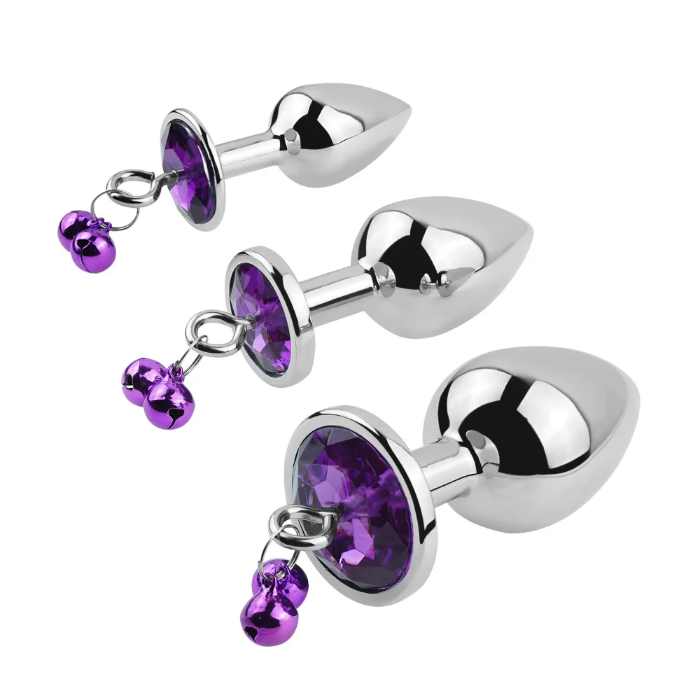 Three Size Anal Plug Stainless Steel Round Butt Plug With Bell Beginner Bdsm Game Prostate