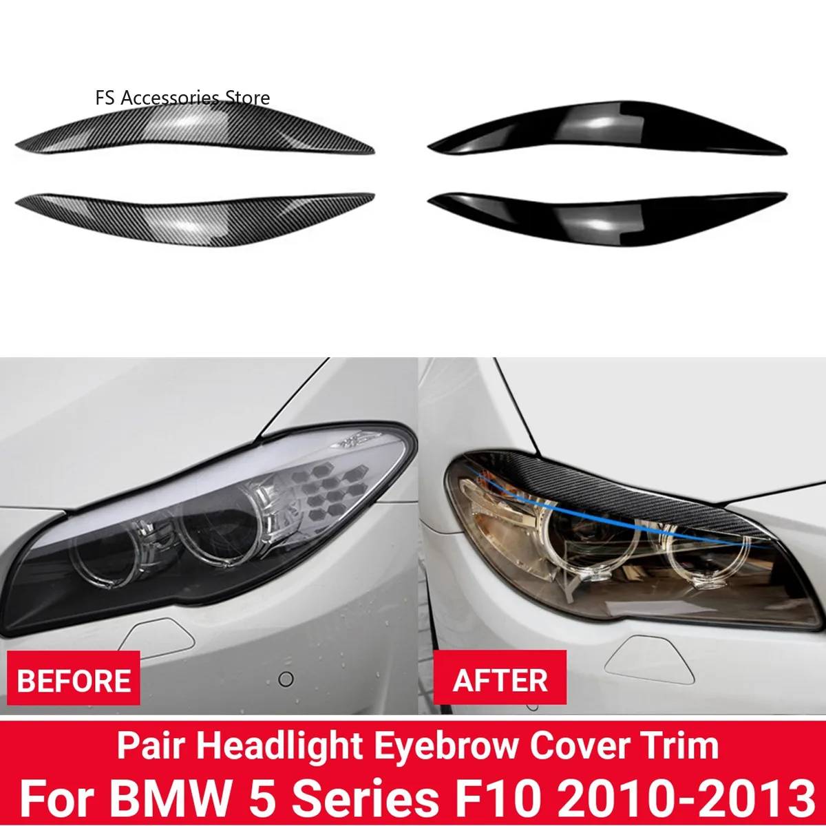 Car Headlight Eyebrow Eyelid Lamp Light Eyebrows For BMW 5 Series F10 ...