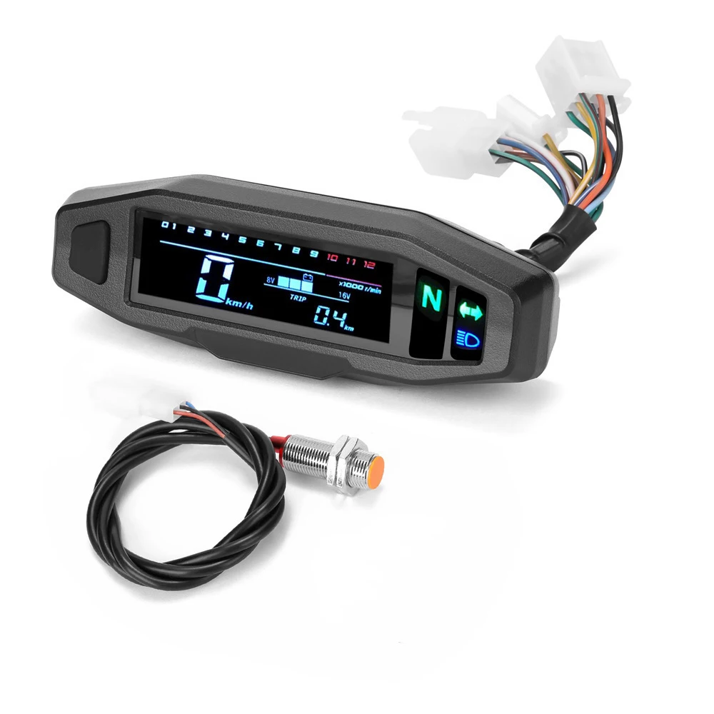 Universal Digital Motorcycle Meter with LCD Speedometer Odometer RPM ...