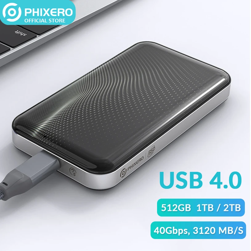 PHIXERO Portable SSD External Solid State Drive 1 2 TB 512 GB PSSD USB 3.2 Type C Hard Disk 1TB ...