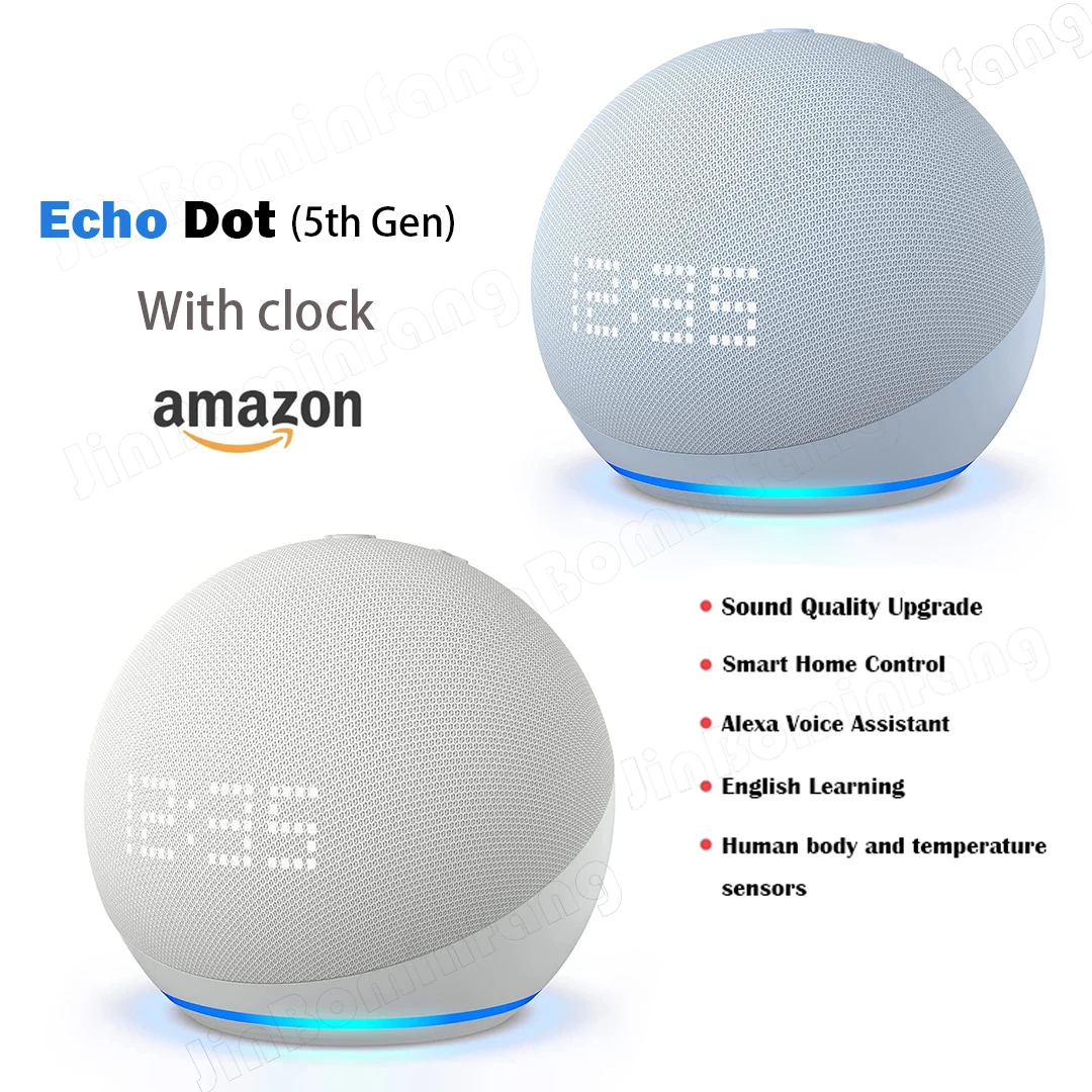 Amazon-Echo-Dot-5-Smart-Speaker-com-Rel-gio-Assistente-de-Voz-Alexa ...
