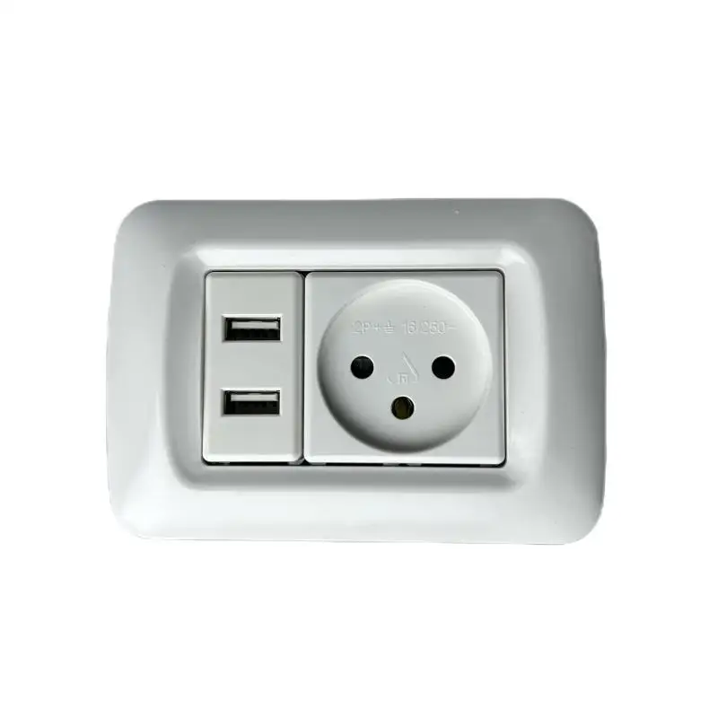 White-Israel-Standard-Dual-USB-Wall-Socket-Light-Switch-with-Power-16A ...