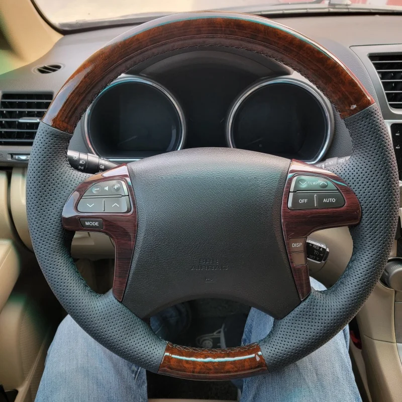 Braid Car Steering Wheel Cover Wrap Hand Sewing Anti-Slip Genuine ...
