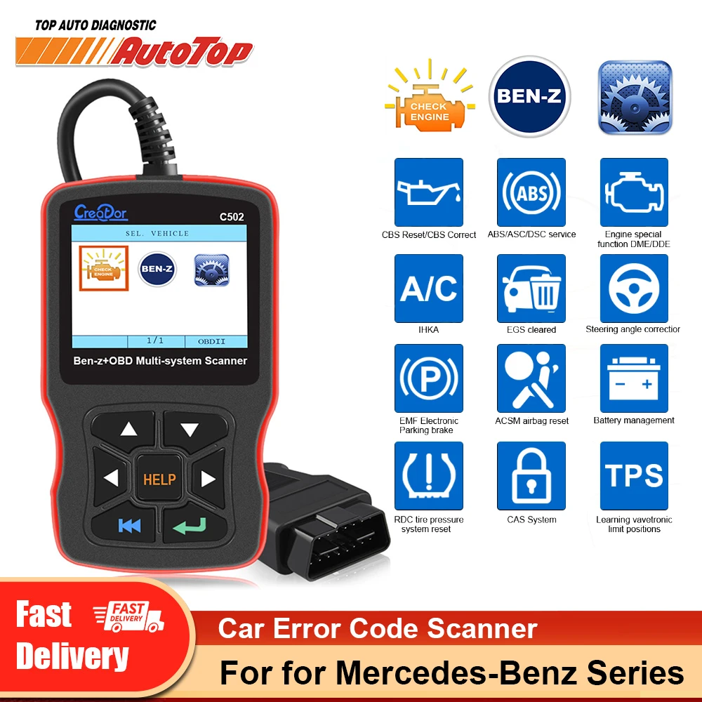 Creator Obd2 Scanner For Mercedes Benz C502 Obdii Engine Code Reader 38 ...