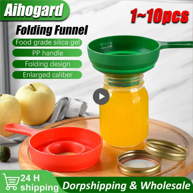 1-10PCS-Plastic-Folding-Telescopic-Funnel-For-Wide-Mouth-Jars-Kitchen ...
