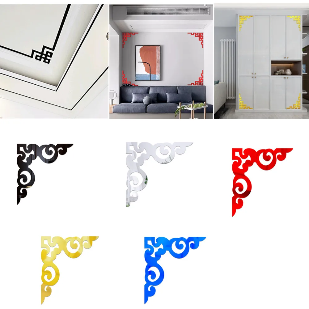 4pcs-Acrylic-3D-Mirror-Sticker-Wallsticker-Self-adhesive-Mirror-Gold ...