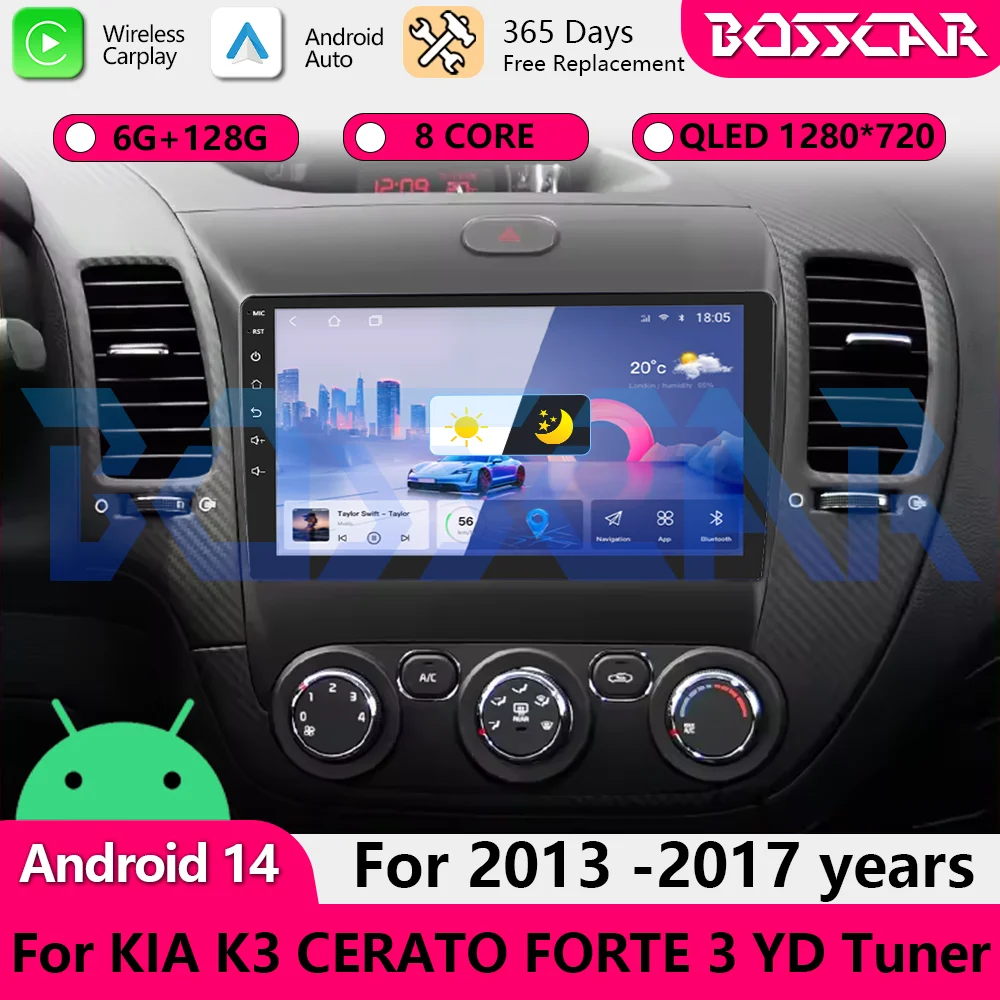 BOSSCAR Android Auto Carplay For KIA K3 CERATO FORTE 3 YD Tuner 2013 ...